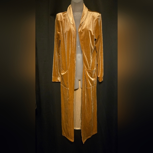 Jackets & Coats | Gold Velvet Openfront Duster Coat With Pockets | Poshmark